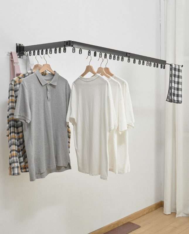 Thanh Phơi Quần Áo Gắn Tường Gấp Gọn GT04